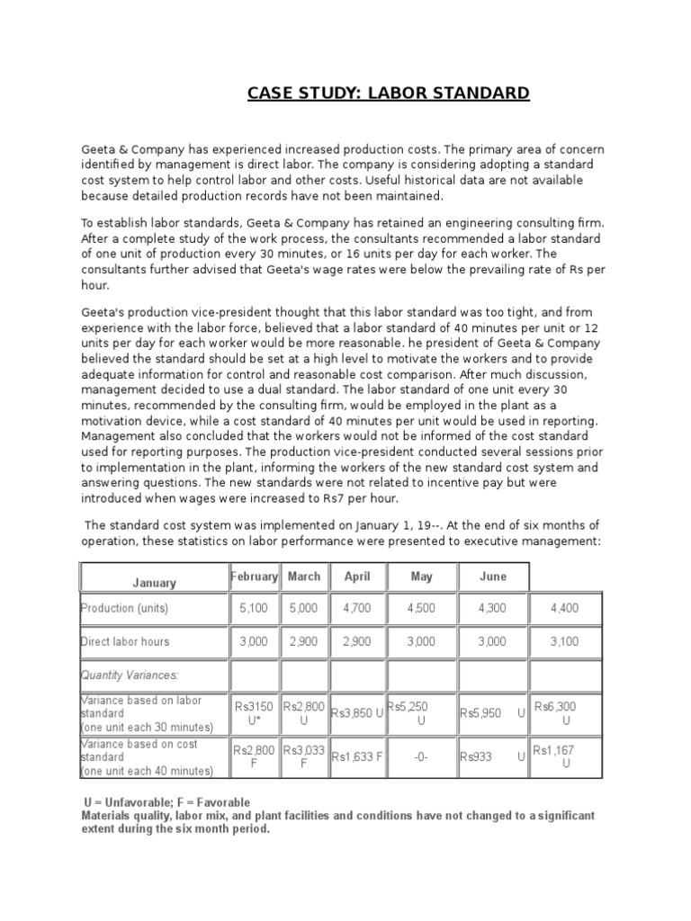 Case Study Labor Standard | PDF | Labour Economics | Workforce