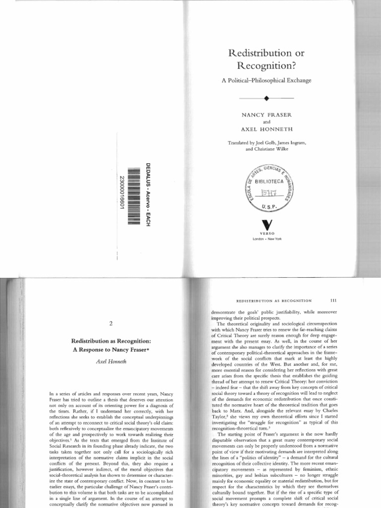 Nancy Fraser and Axel Honneth - Redistribution or Recognition Ch. 2-2 ...
