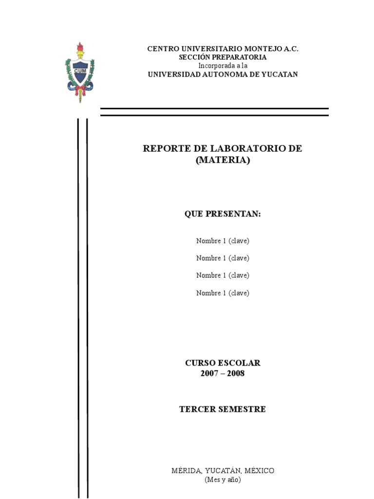 Portada para Reporte de Laboratorio | PDF