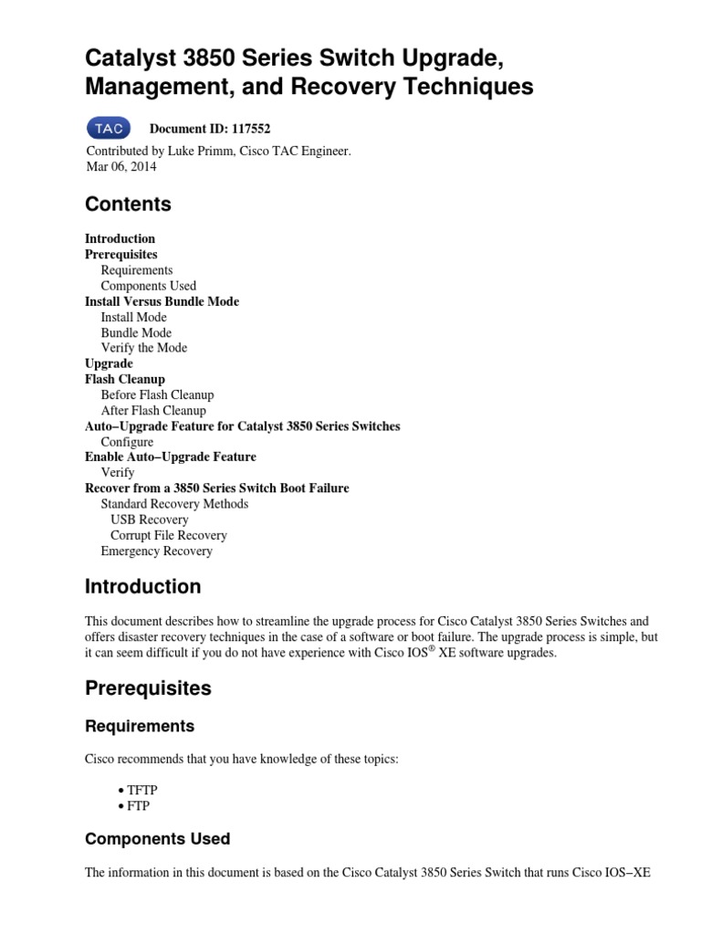 Switch Cisco 3850 | PDF | Booting | File Transfer Protocol