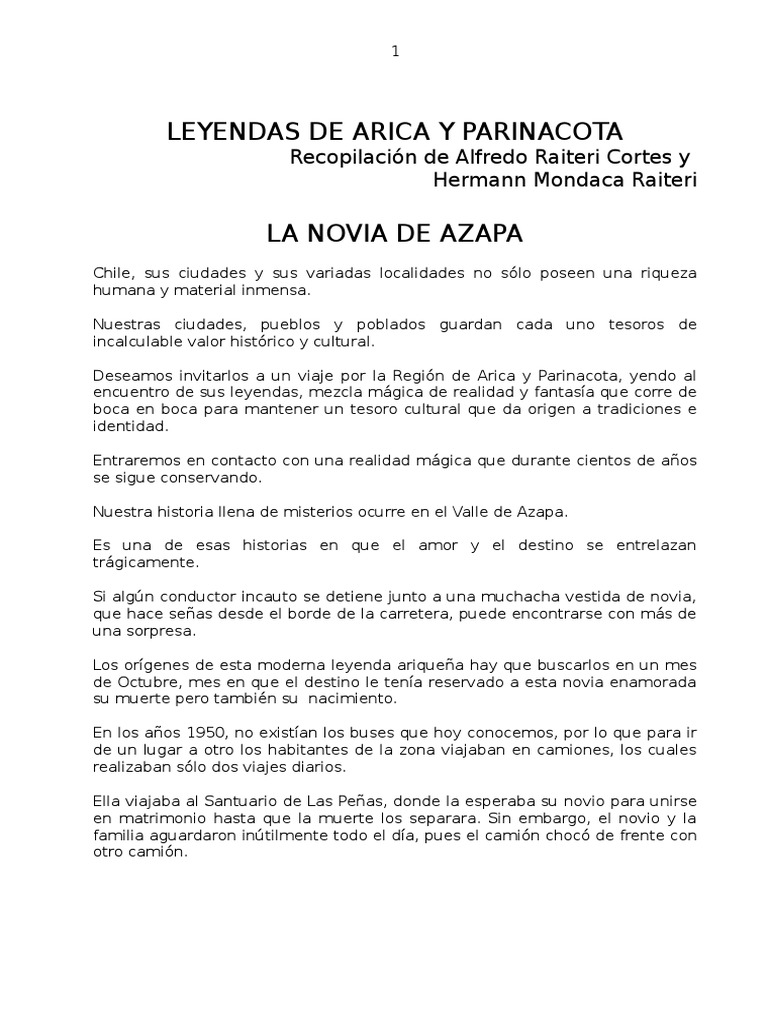 Leyendas de Arica y Parinacota | PDF
