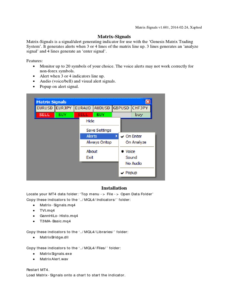 Genesis Matrix Trading Alerts System | PDF | Computer File | System ...