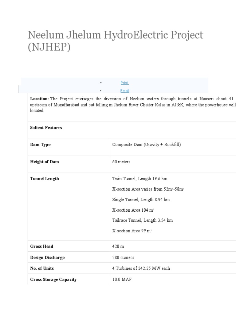 Neelum Jhelum HydroElectric Project (NJHEP) | PDF | Dam | Physical Universe