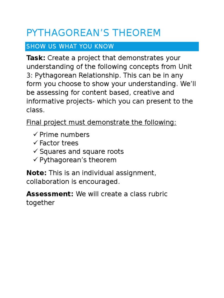 Pythagorean Theorem Project Guide | PDF