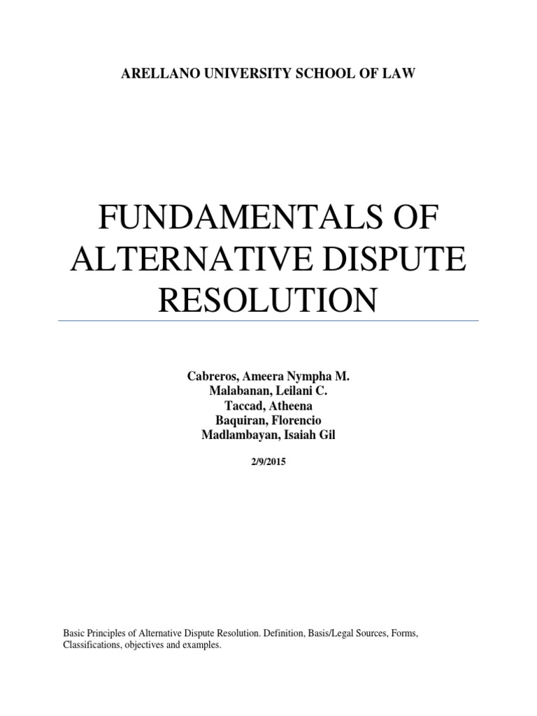 Fundamentals of Alternative Dispute Resolution | PDF | Alternative ...