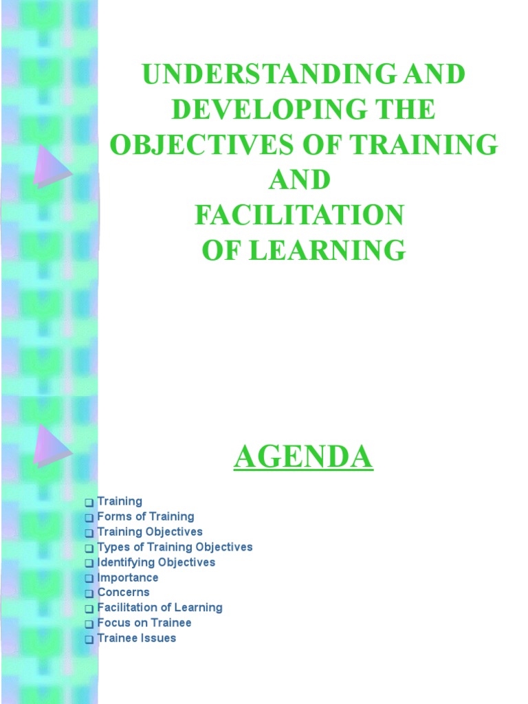 Training Objectives & Facilitation | PDF | Goal | Motivation