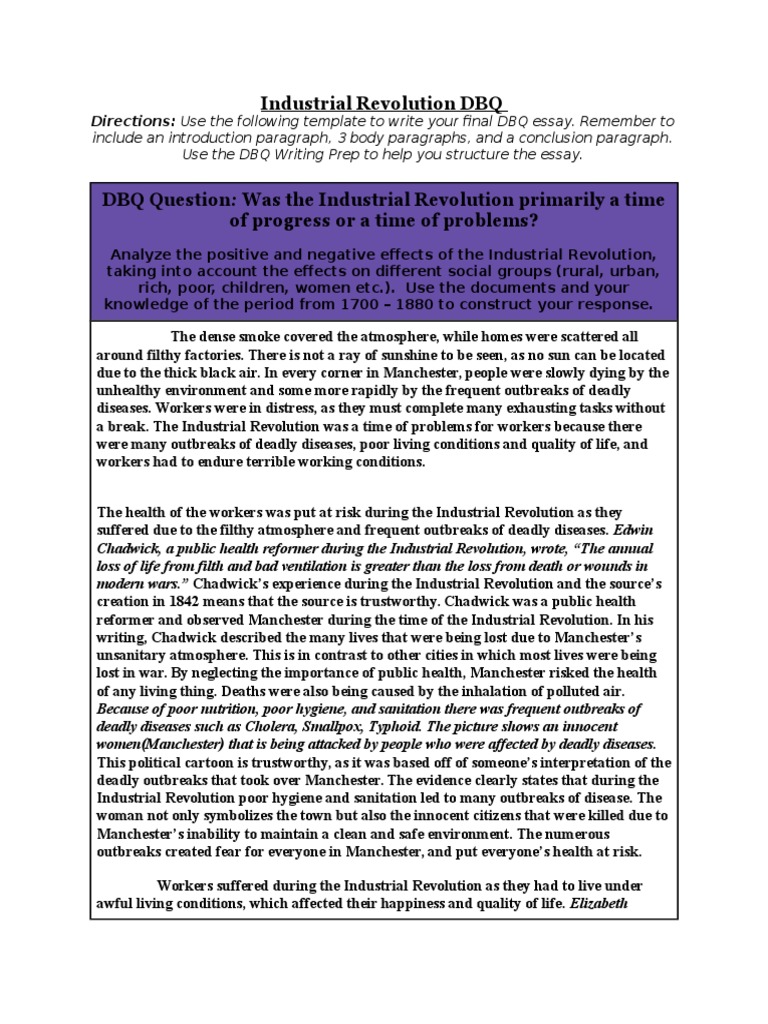 Industrial Revolution DBQ | PDF | Industrial Revolution | Factory