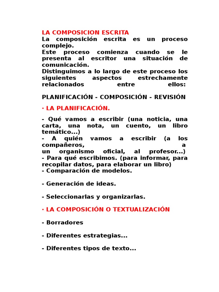 La Composicion Escrita | PDF