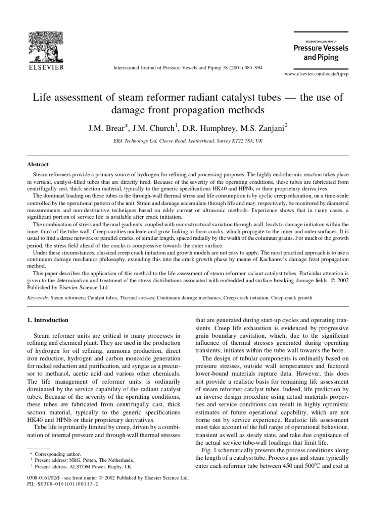 Assessment Method of Reformer Tubes PDF | PDF | Stress (Mechanics ...