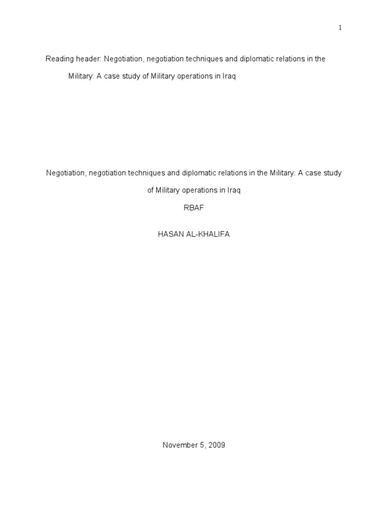 Negotiation, Negotiation Techniques and Diplomatic Relations in The ...