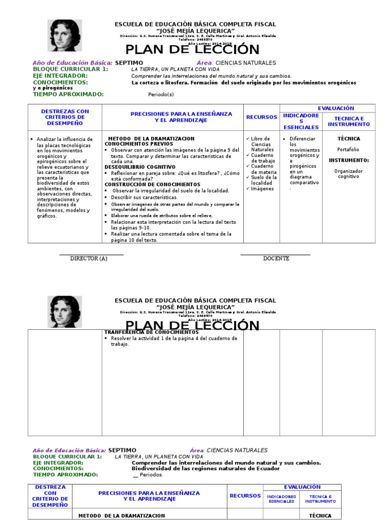 Plan de Leccion CCNN 7mo. | PDF | Educación primaria | Aprendizaje