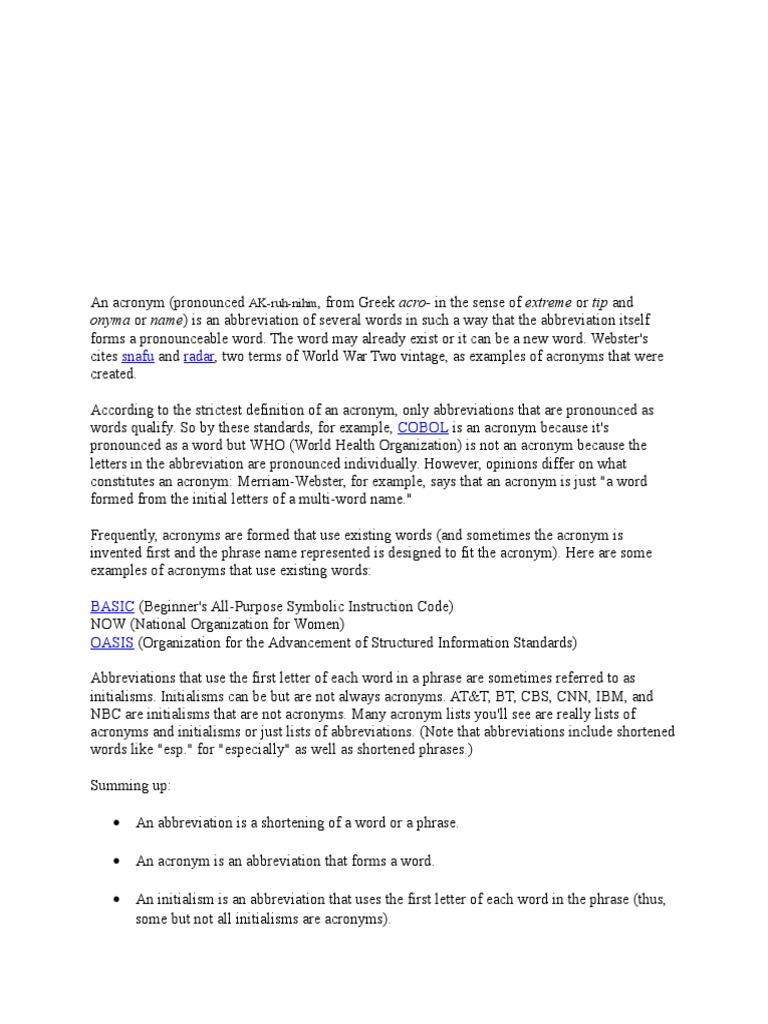 Acronyms | PDF | Rules | Linguistics