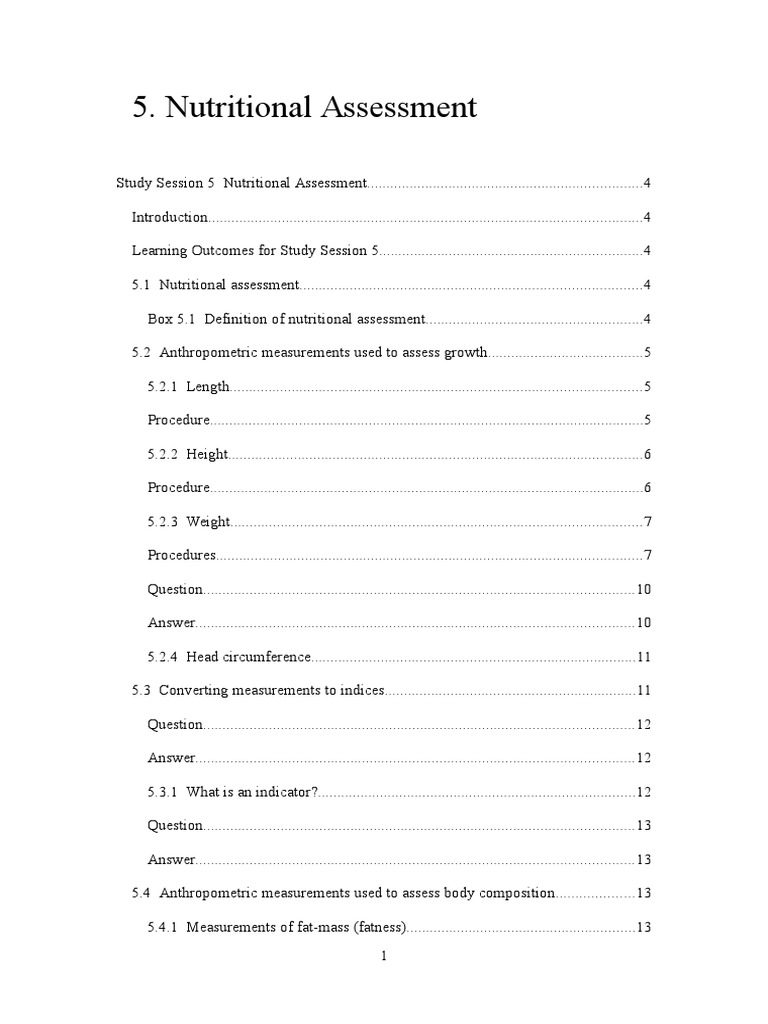Nutritional Assessment | PDF | Body Mass Index | Malnutrition