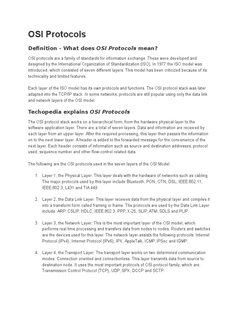 Osi Protocols Pdf Osi Model Communications Protocols