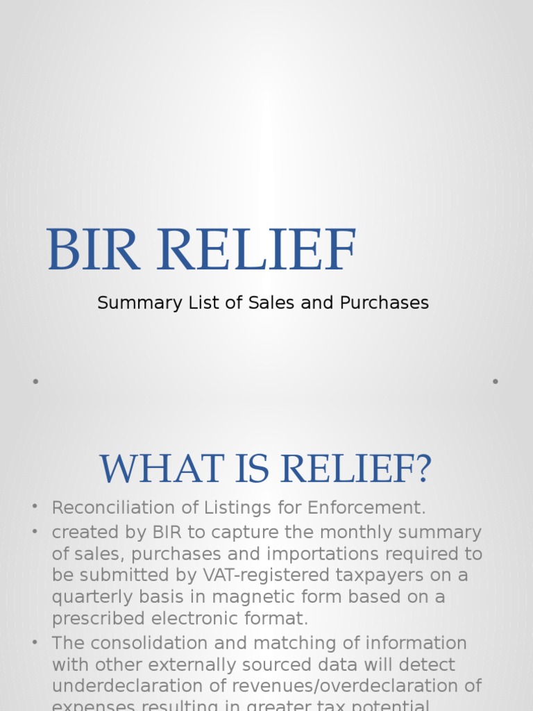 Bir Relief | Value Added Tax | Financial Transaction