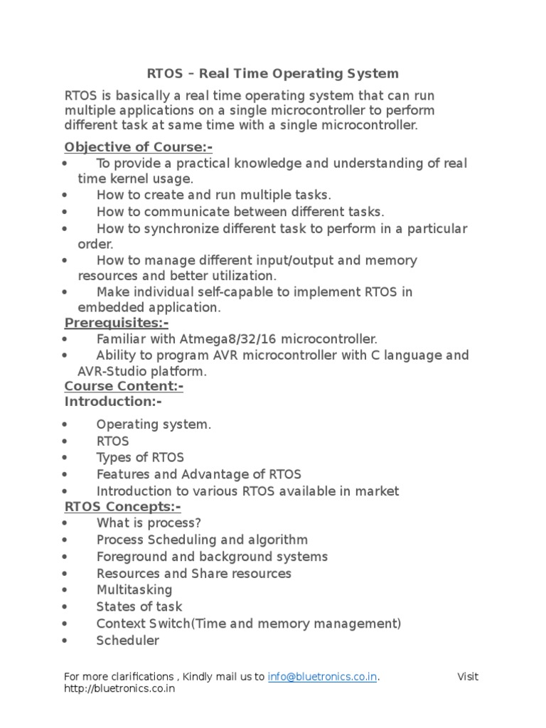 RTOS Syllabus | PDF | Scheduling (Computing) | Concurrent Computing RTOS Syllabus | PDF | Scheduling (Computing) | Concurrent Computing