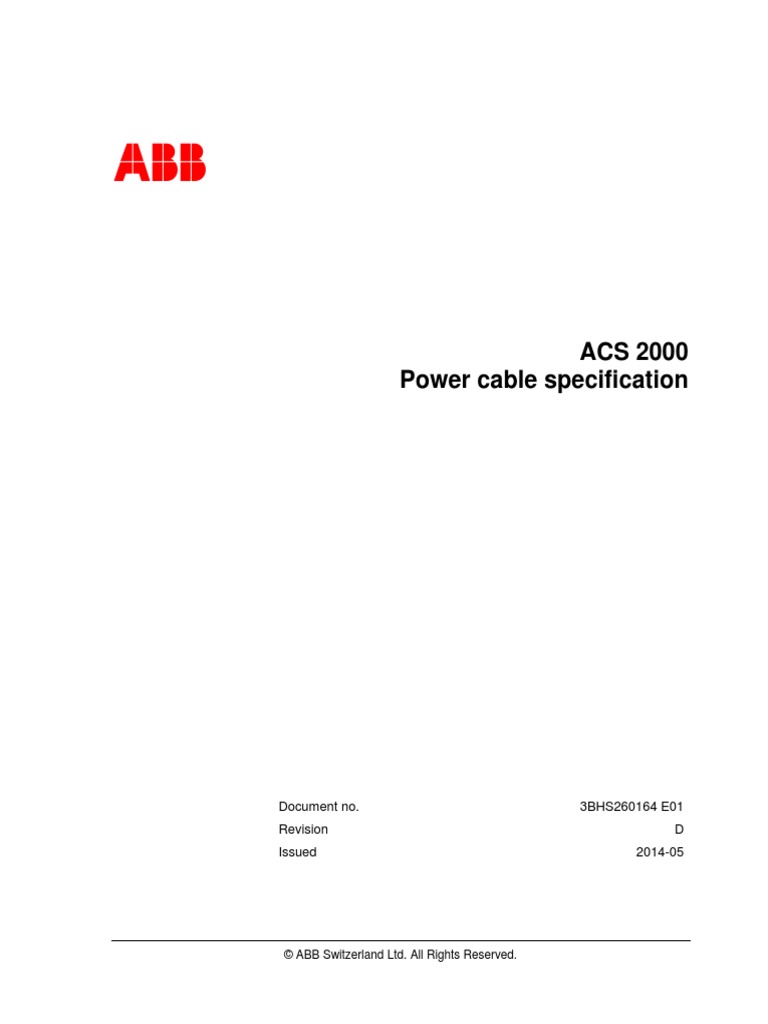 1 3BHS260164 - ACS 2000 Power Cable Specification - Rev.D | PDF ...
