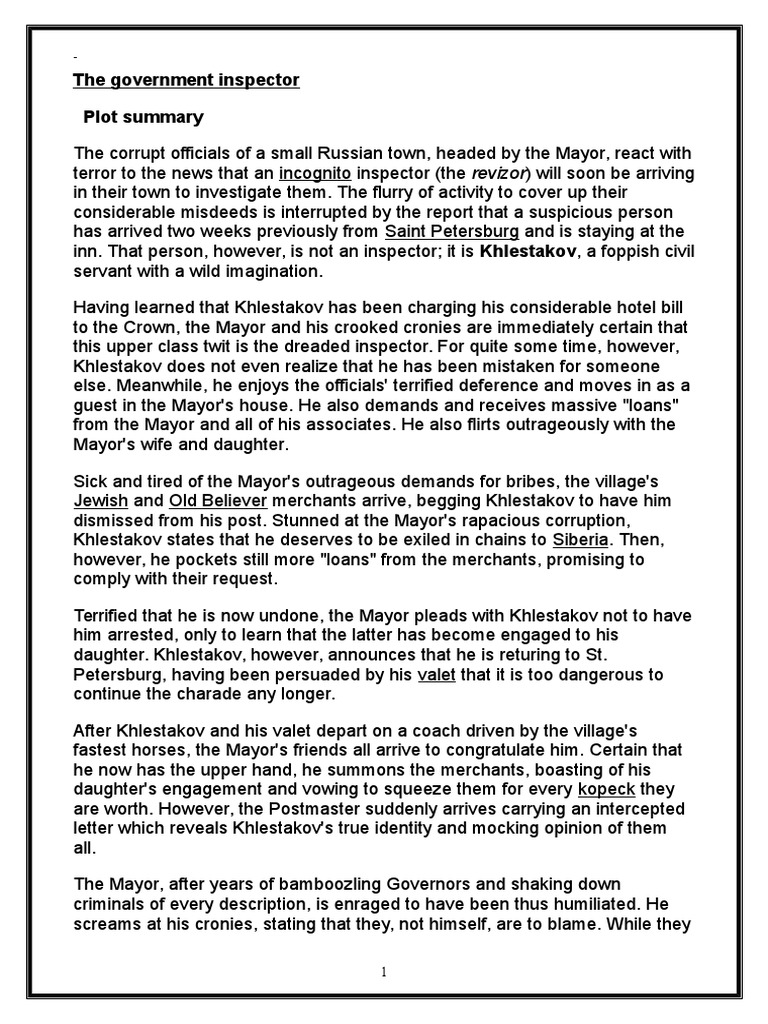 The Government Inspector Notes | PDF