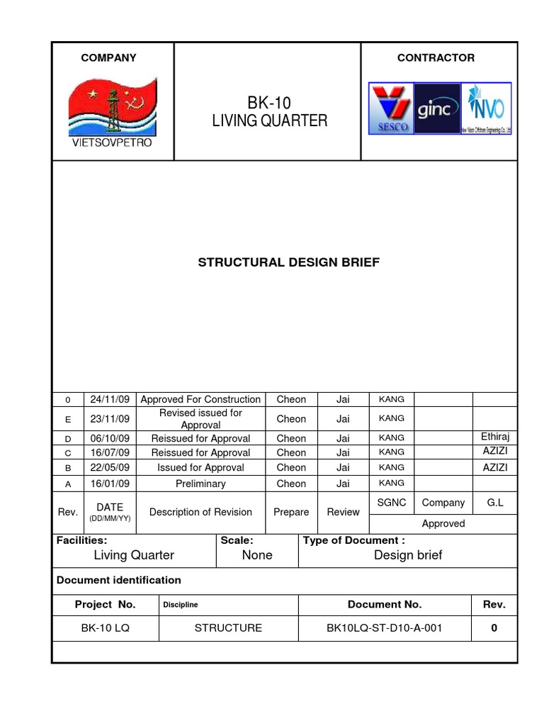 Bk10lq ST d10 A 001 Rev.0 Structural Design Brief | PDF | Structural ...