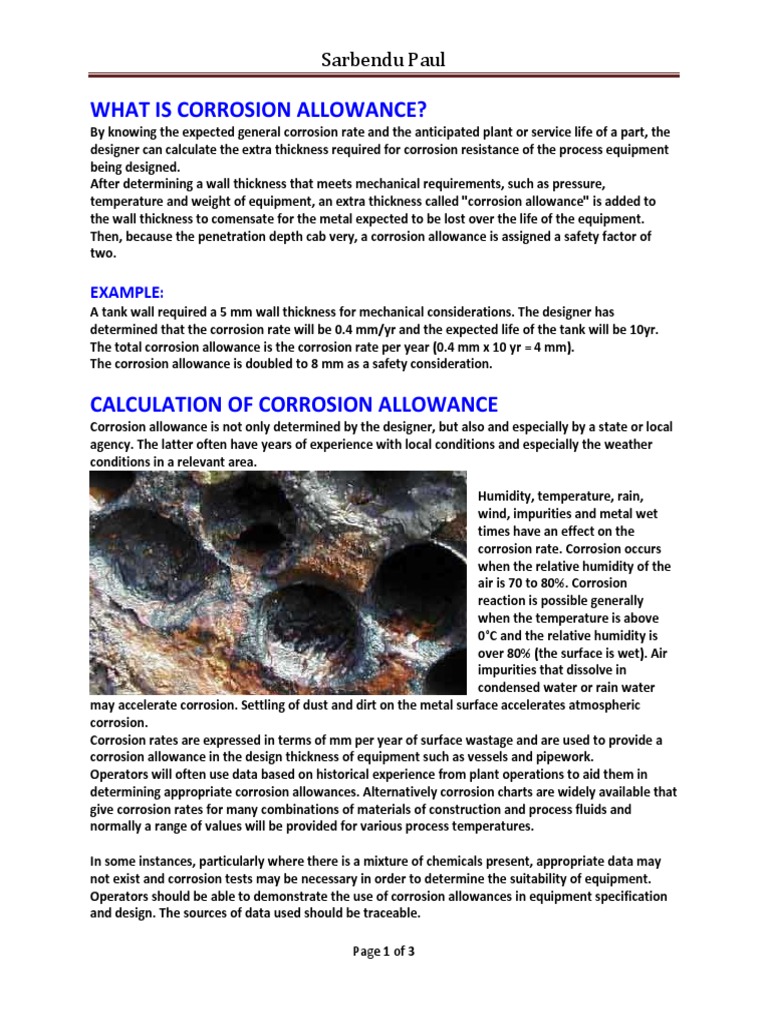 Corrosion Allowance | PDF | Corrosion | Pipe (Fluid Conveyance)