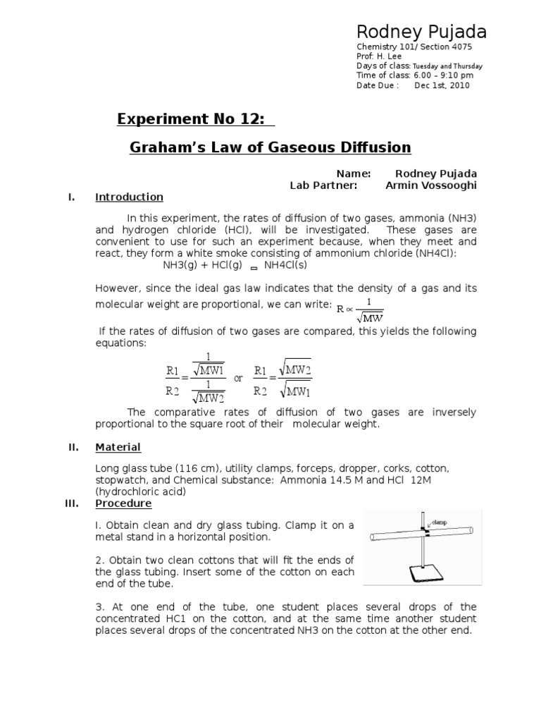 Report 14 Grahams Law | PDF | Gases | Diffusion