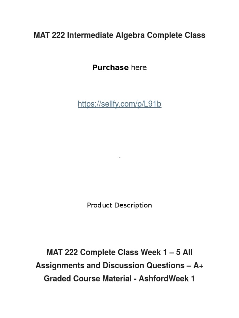 MAT 222 Intermediate Algebra Complete Class | PDF | Function ...