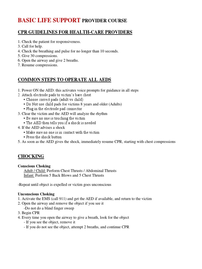 BLS Summary | PDF | Cardiopulmonary Resuscitation | Survival Skills