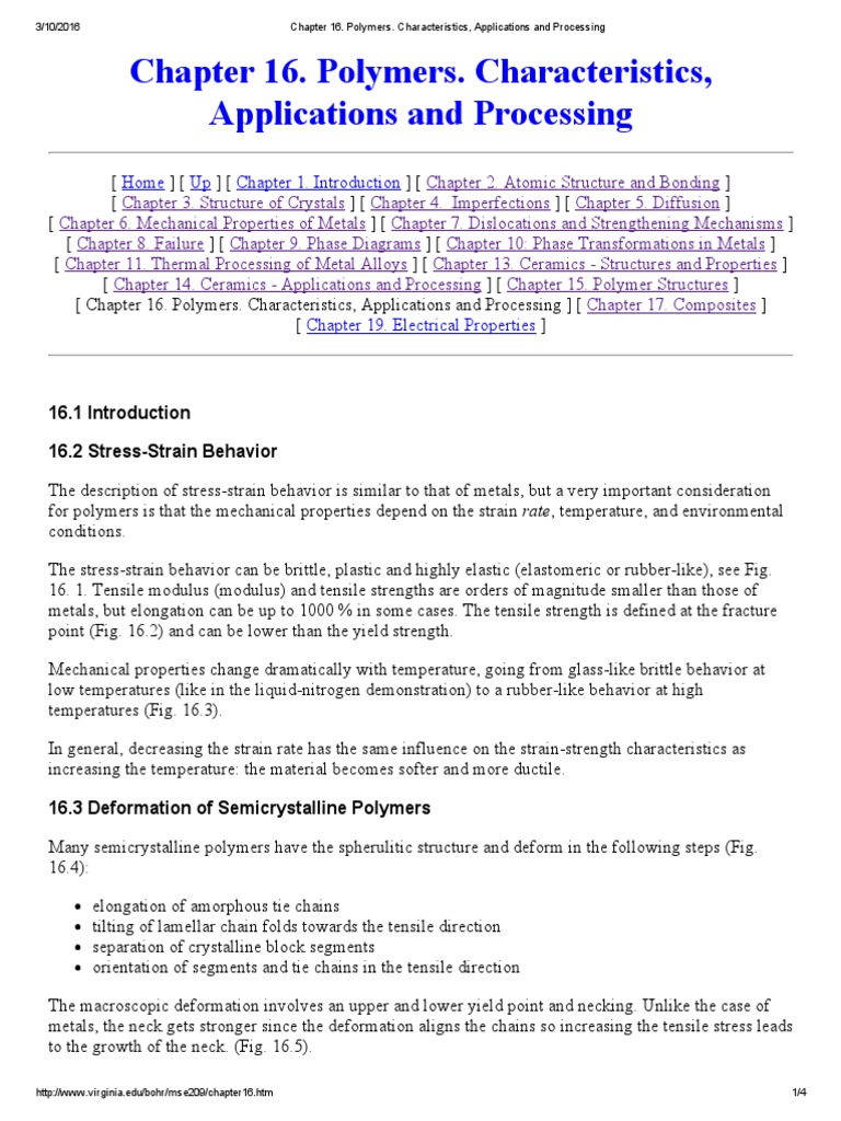 Chapter 16. Polymers | PDF | Polymers | Deformation (Engineering)