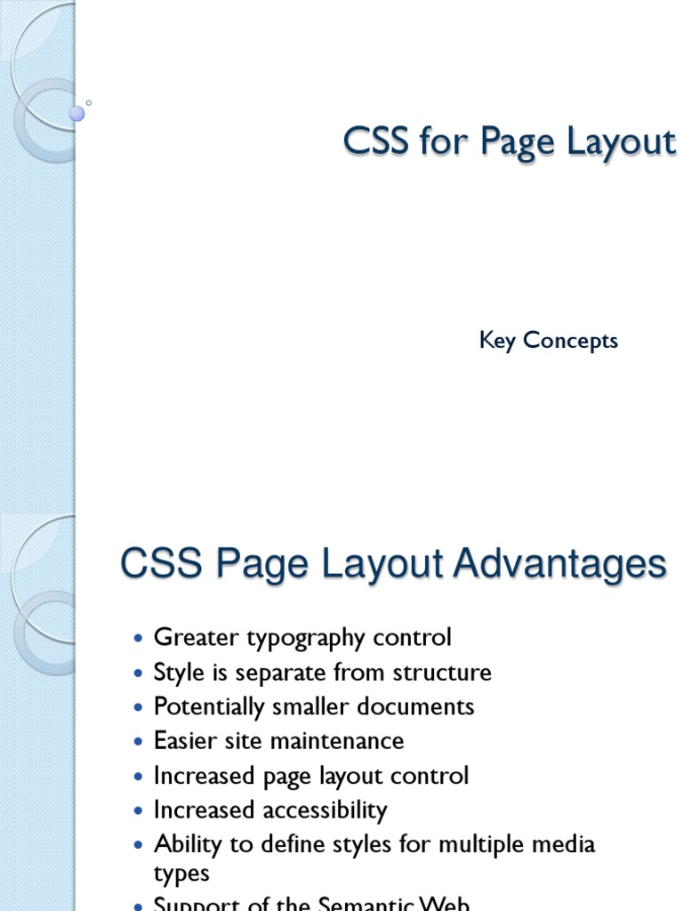 CSS For Page Layout: Key Concepts | PDF | Cascading Style Sheets | Page ...