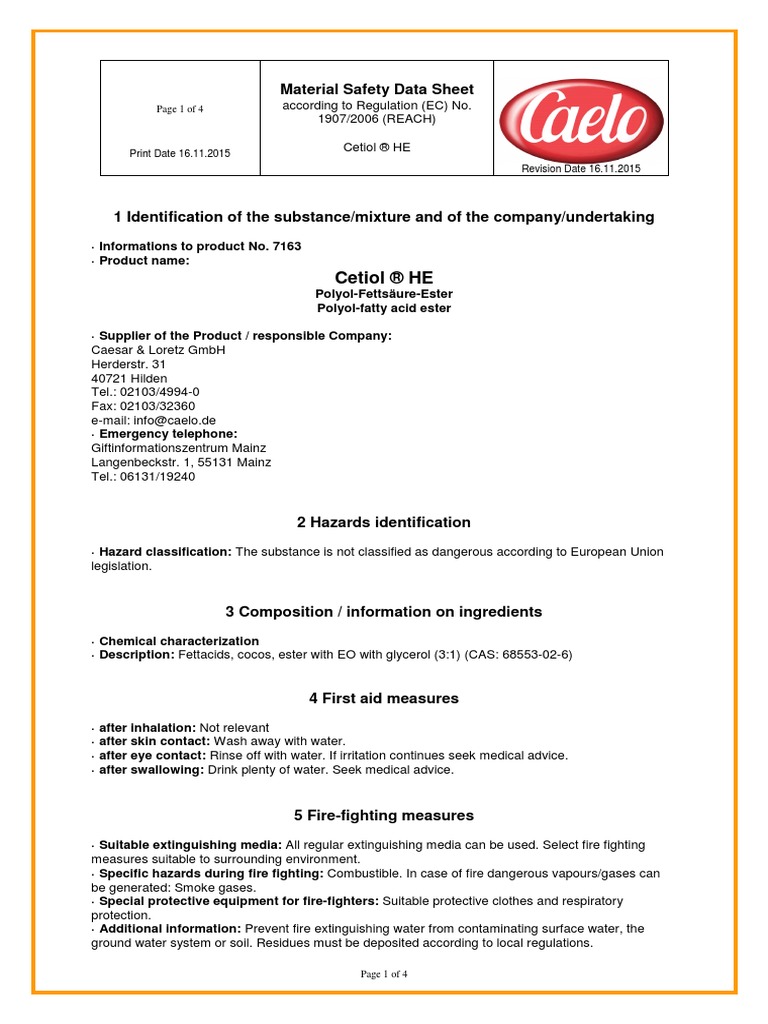 Cetiol He | PDF | Chemistry | Materials