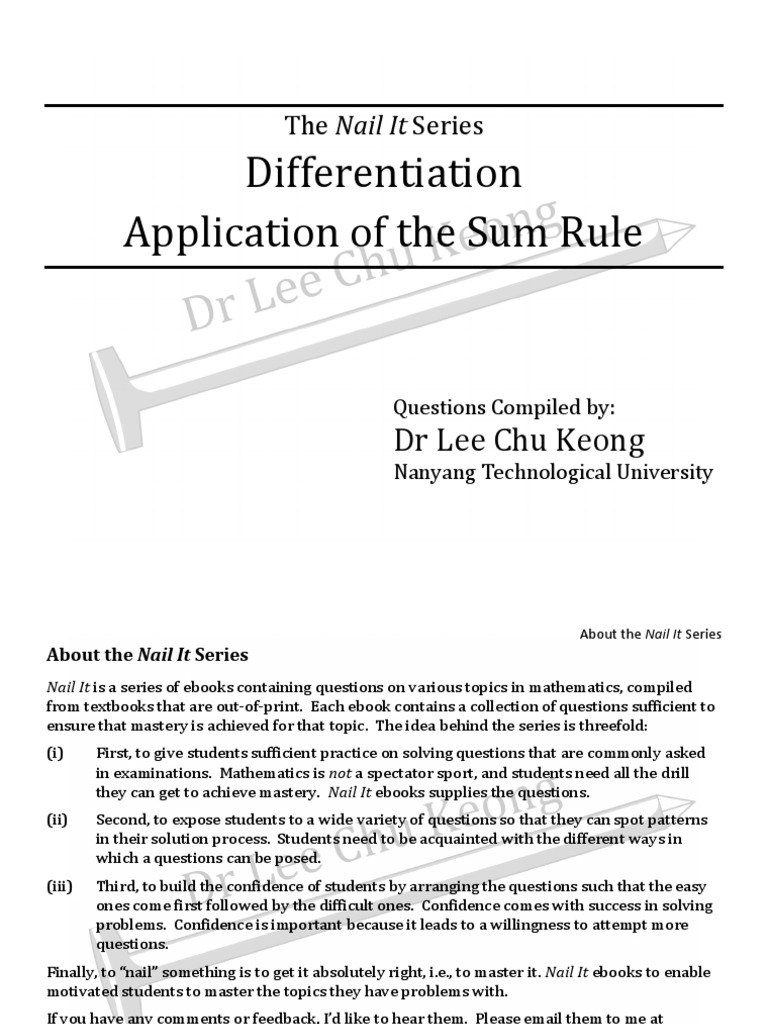 Sum Rule in Differentiation Practice | PDF | Motivation | Motivational