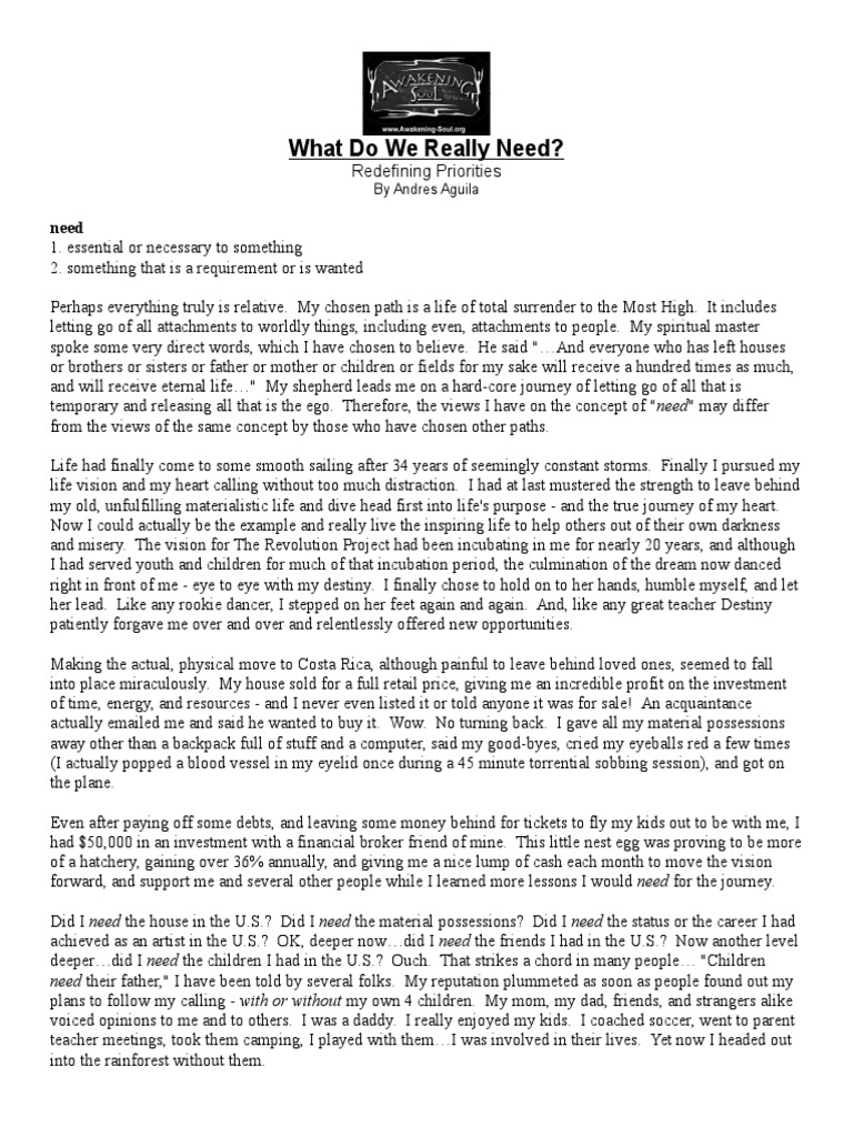 What Do We Really Need | PDF