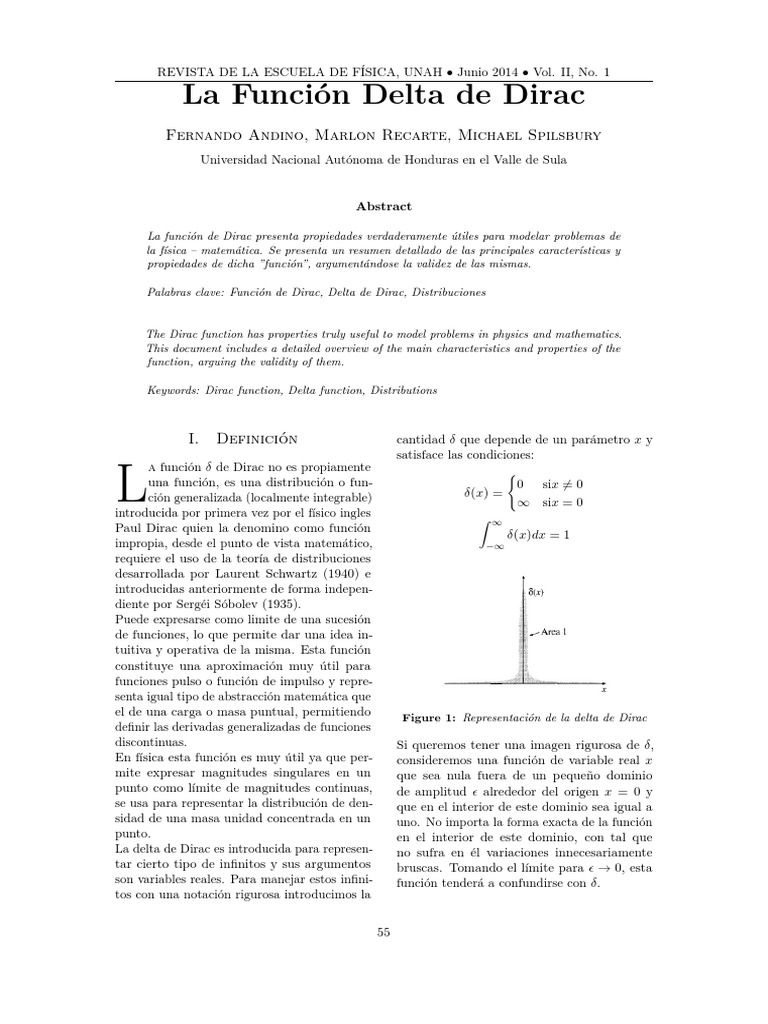 Delta de Dirac PDF | PDF | Distribución (Matemáticas) | Función (Matemáticas)