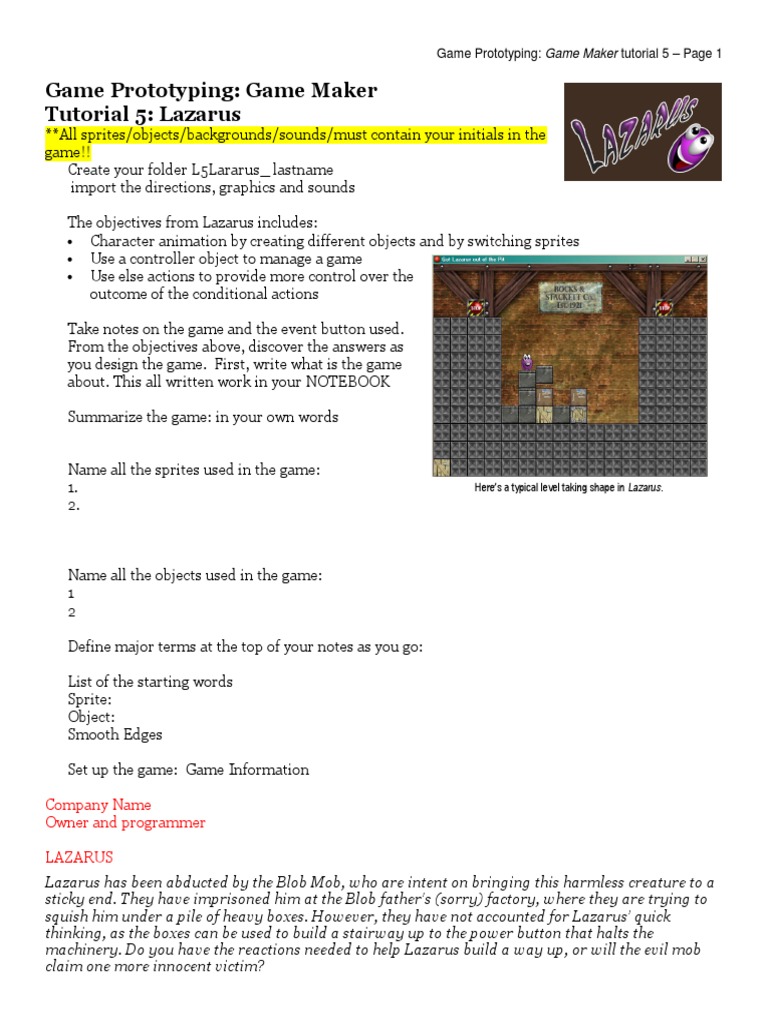 Game Maker Tutorial 5: Lazarus Guide | PDF | Software | Computing And ...