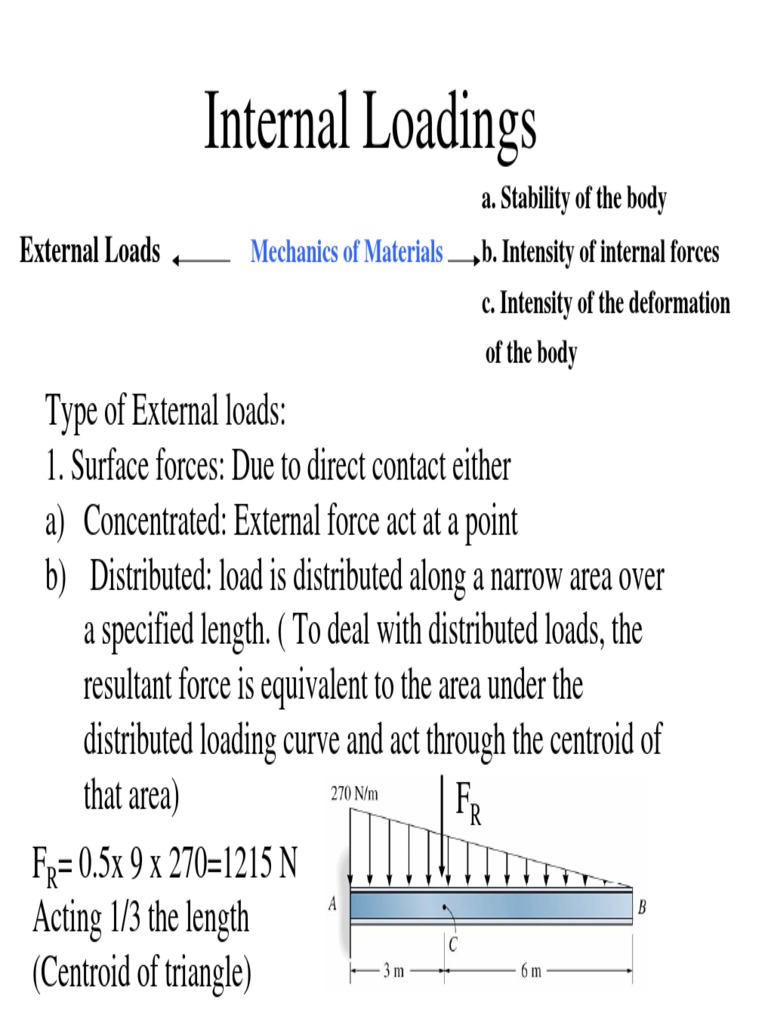 Internal Loadings: External Loads | PDF | Force | Bending