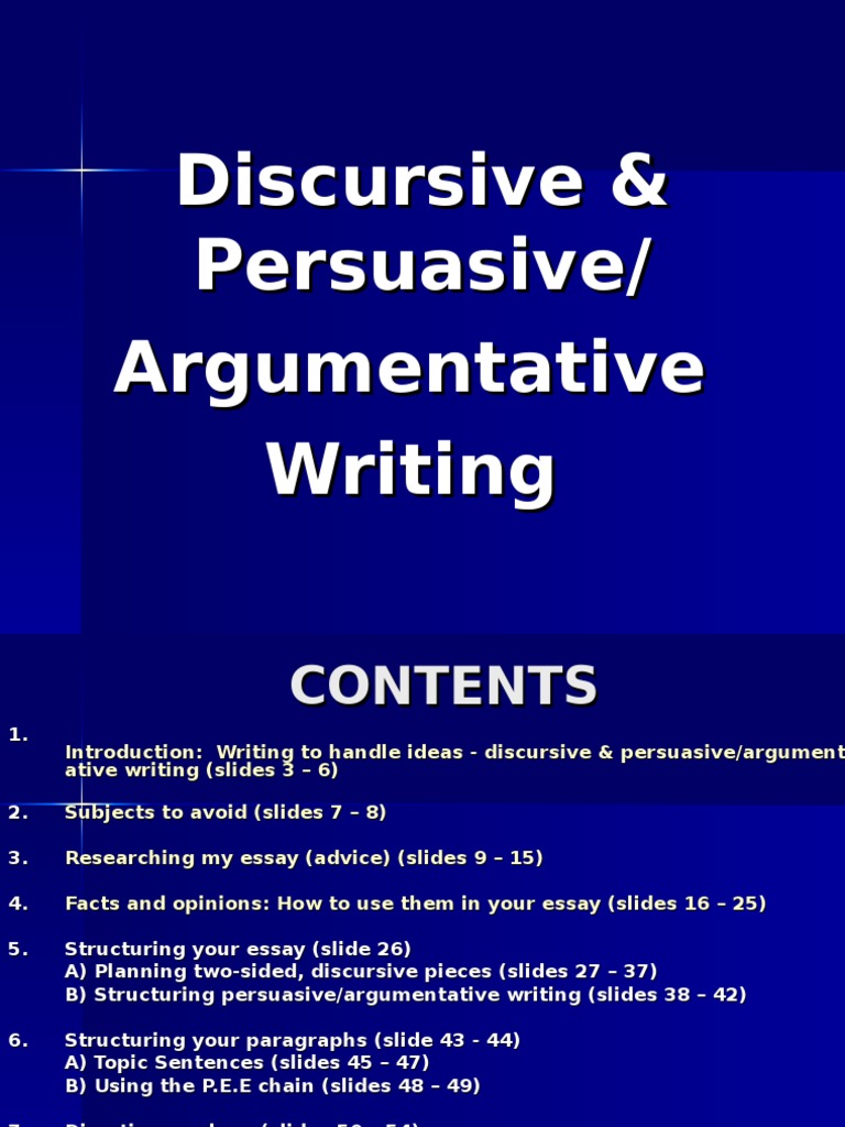 Discursive & Persuasive-Argumentative Writing | PDF | Argument | Essays