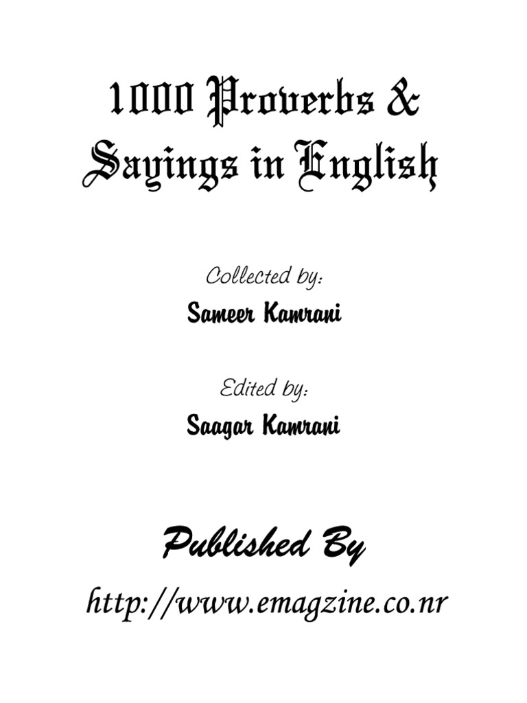 Sameer Kamrani-The 1000 Proverbs & Sayings in English | PDF