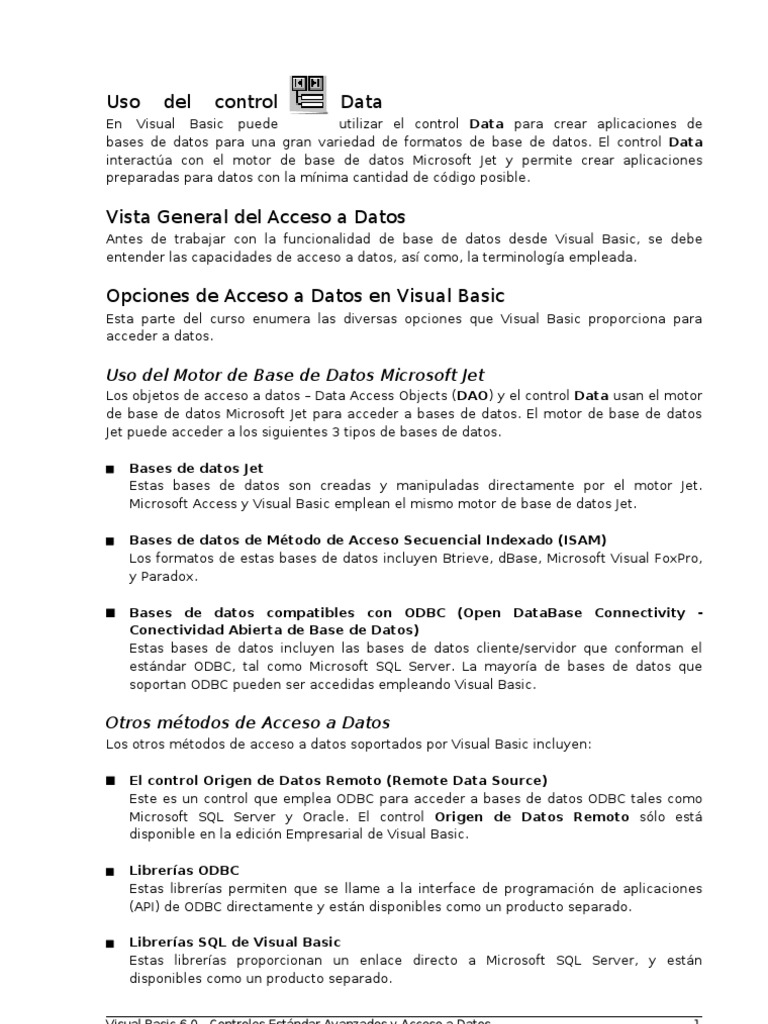 Acceso a Datos con Visual Basic | PDF | Tabla (base de datos) | Bases de datos