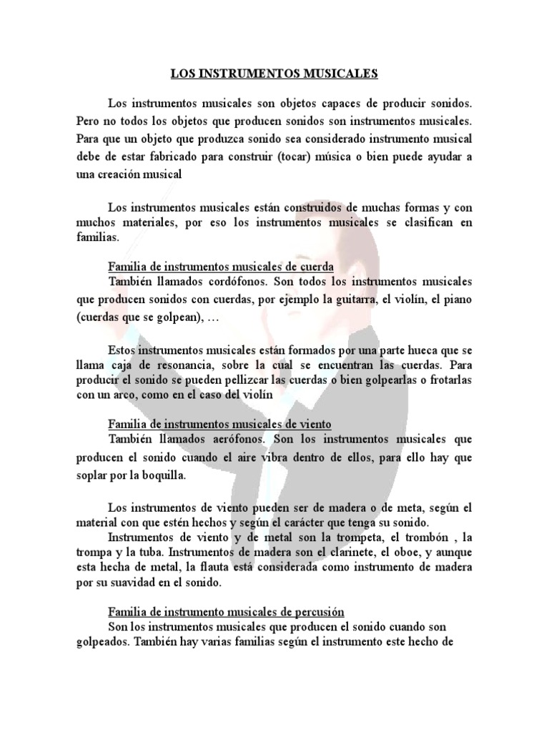 Comprension Lectora 4 | PDF | Instrumentos musicales | Instrumentos de ...