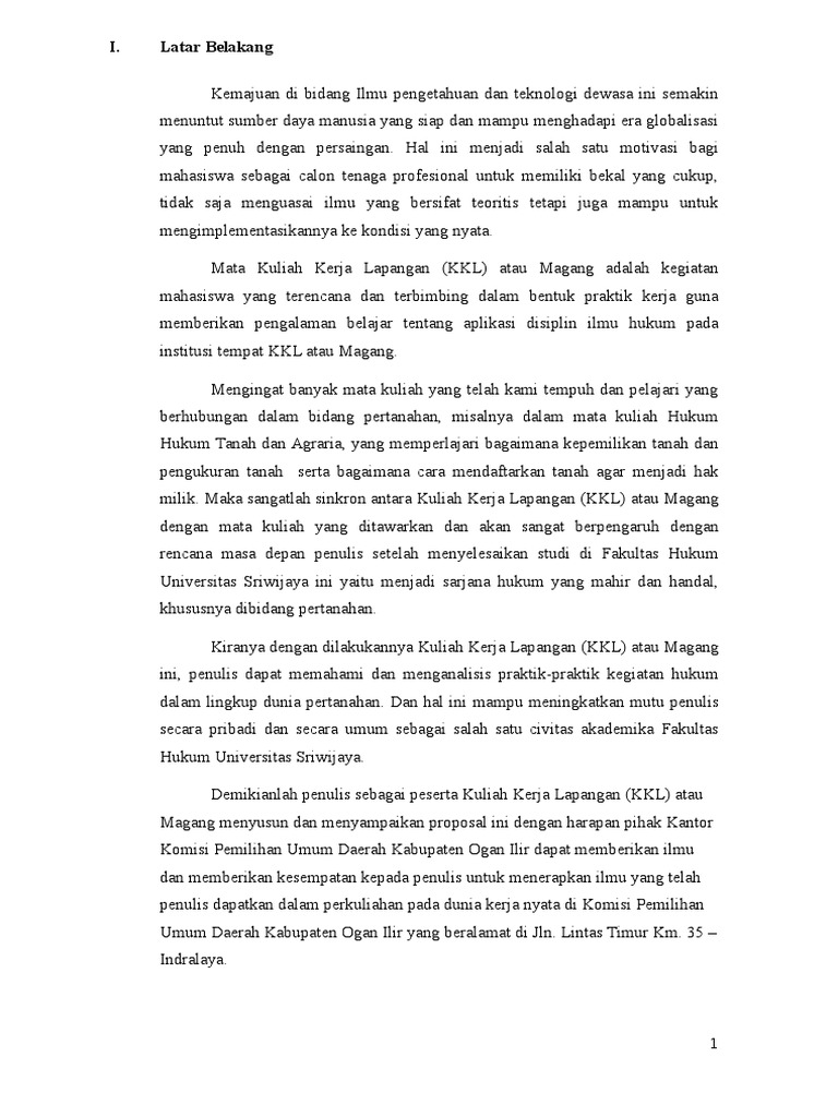 Contoh Proposal KKL | PDF