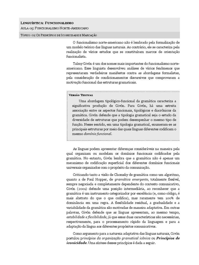 Os Princípios de Iconicidade e Marcação1 | PDF | Linguística | Gramática