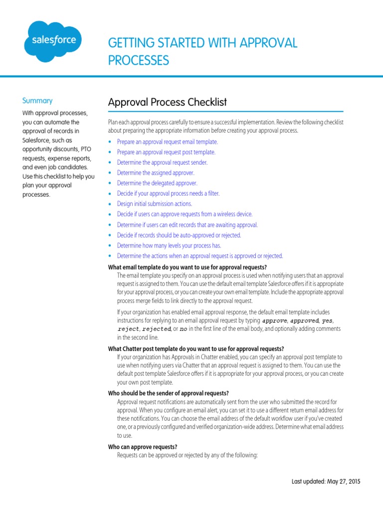 Salesforce Approvals Cheatsheet | PDF | Salesforce.Com | Email