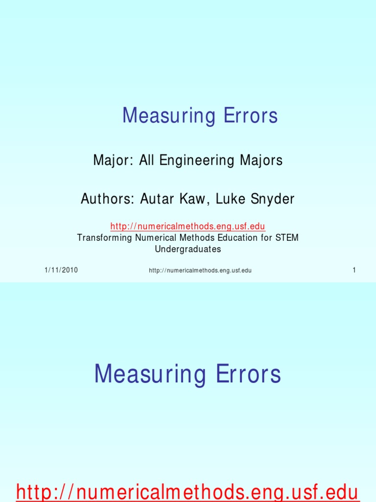 Measuring Errors Pdf Approximation Numerical Analysis