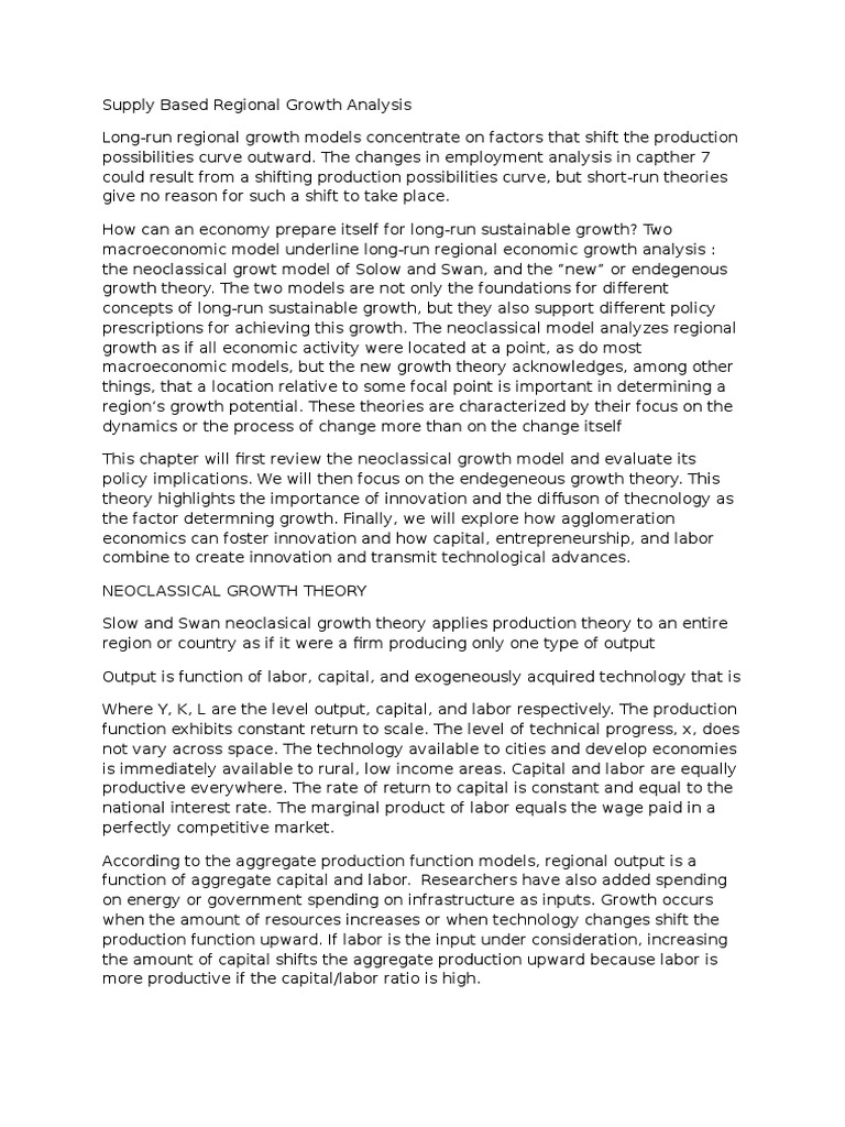 Supply Based Regional Growth Analysis | Download Free PDF | Economic ...