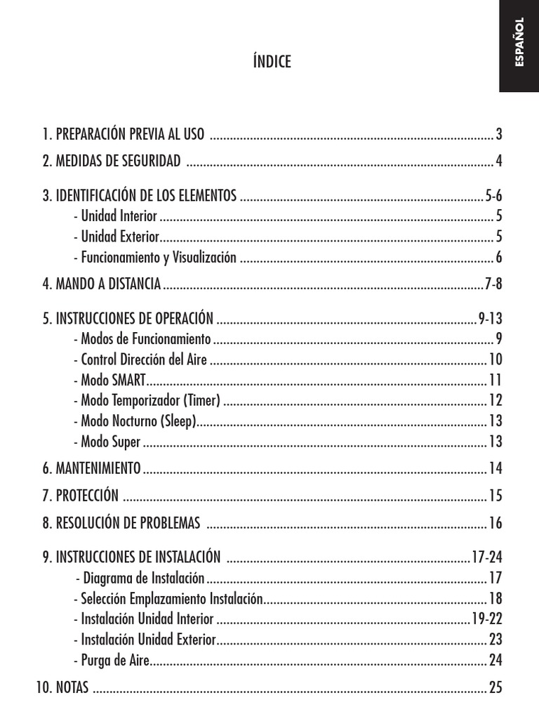 Manual de Operacion Mini Split Prime PDF | PDF | Control remoto ...