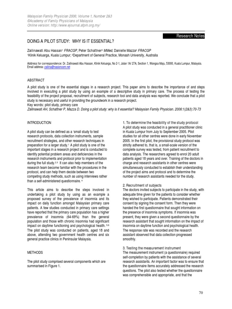 Hassan Doing A Pilot Study | PDF | Questionnaire | Statistical ...