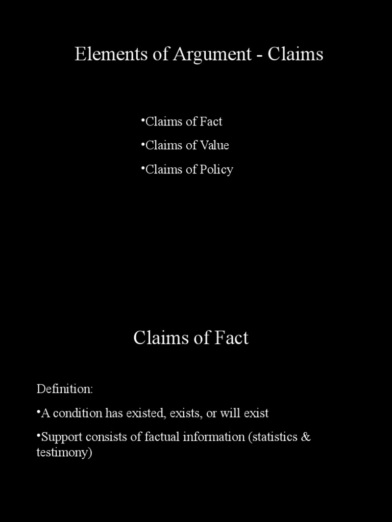 Elements of Argument: Analyzing Claims of Fact, Value, and Policy | PDF ...