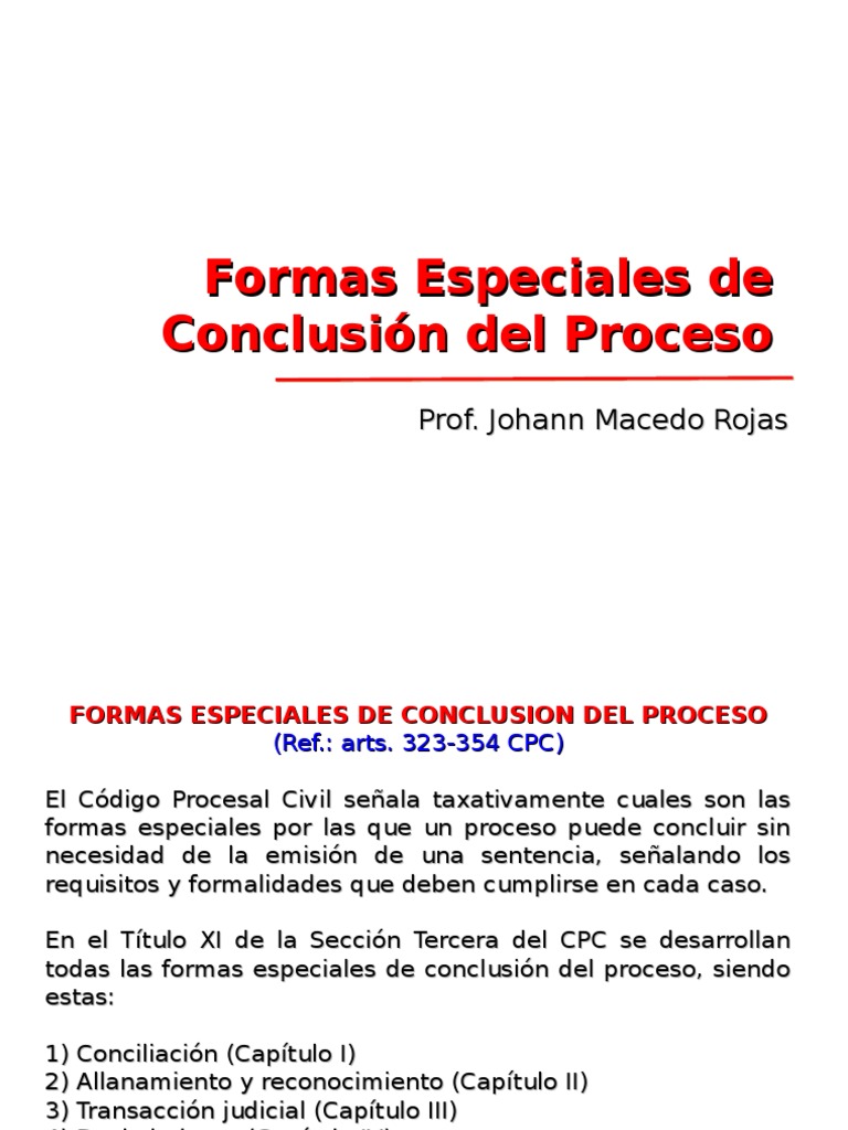 4) Formas Especiales de Conclusión Del Proceso - DPC II (2016-I) | PDF ...