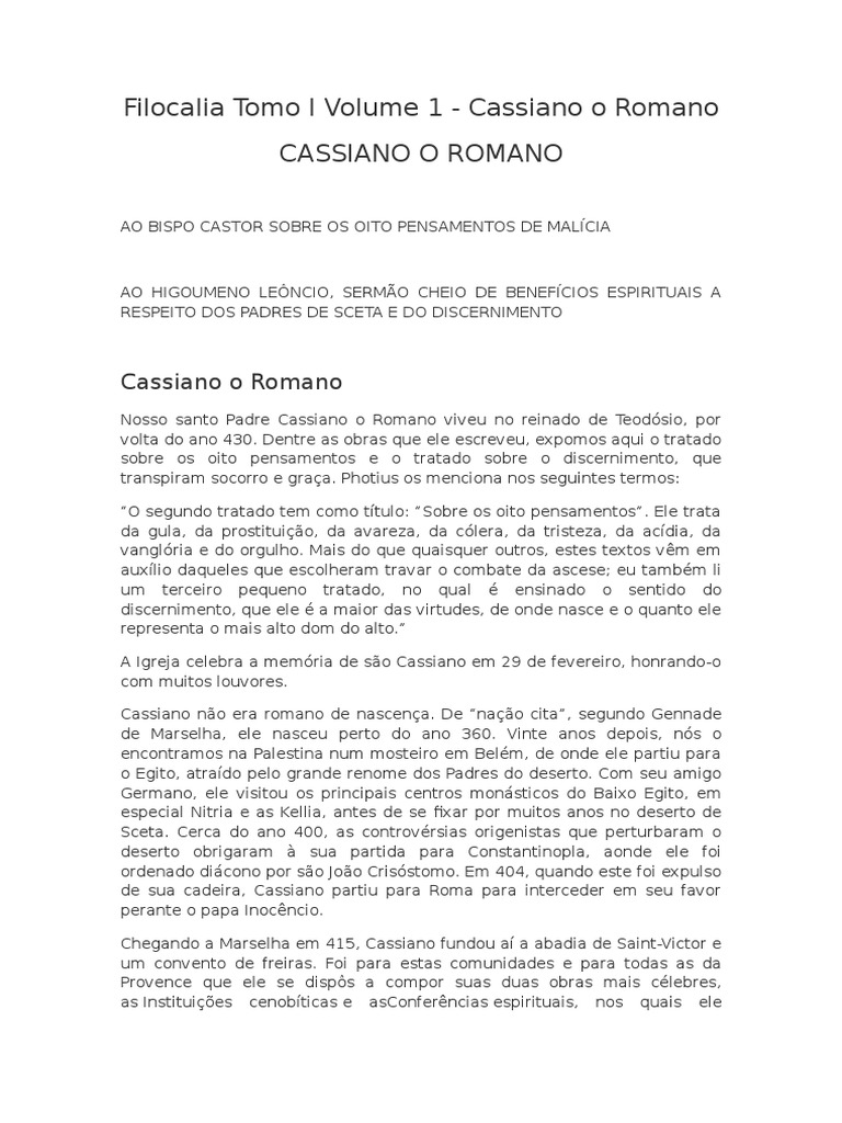 Filocalia Tomo I Volume 3 | PDF | Castidade | Santo