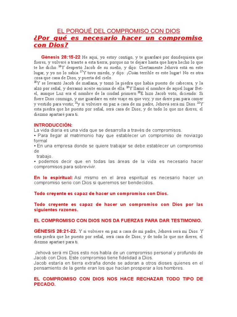 El Porqué Del Compromiso Con Dios | PDF | Jacob | Biblia